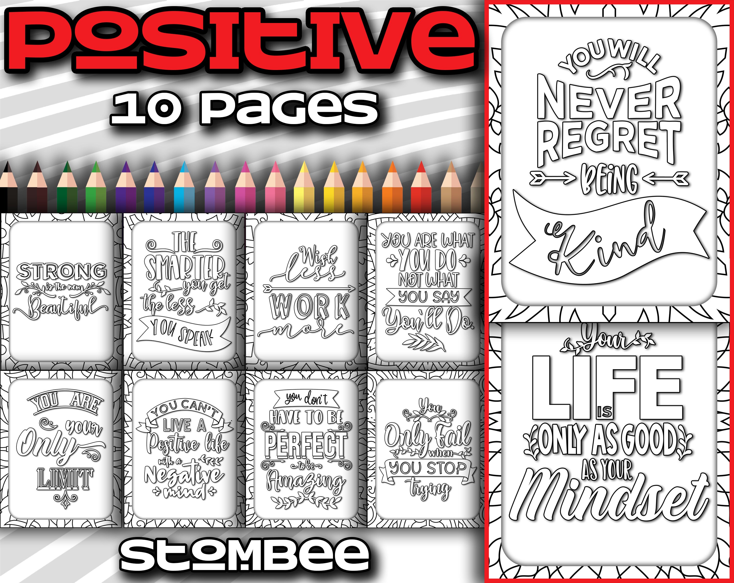 Positive Affirmation Quotes About Life Coloring Pages Motivational ...