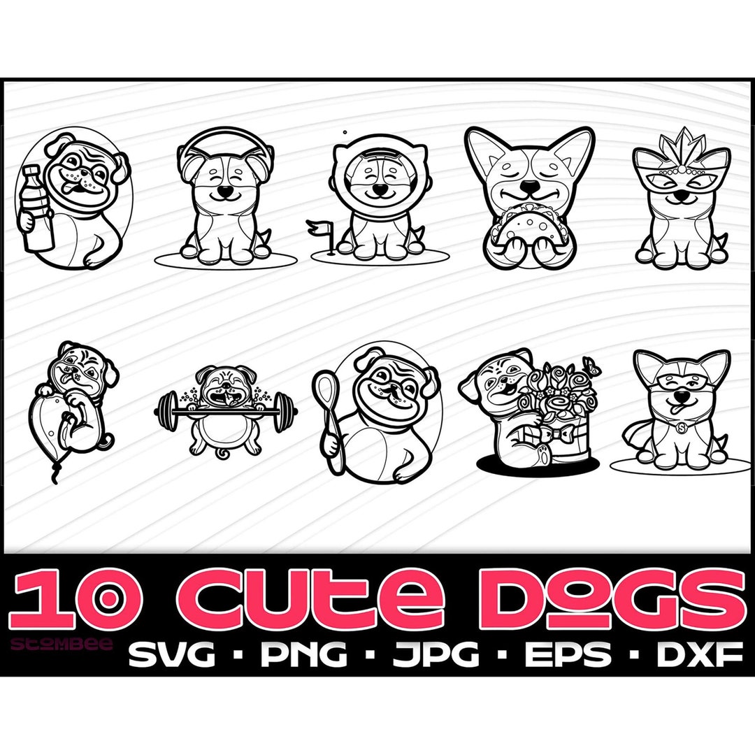 Funny Cute Dogs SVG Files Bundle for Cricut & Silhouette Cutting ...