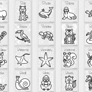 100 Animals Kids Coloring Pages Handwriting Practice, Printable ...