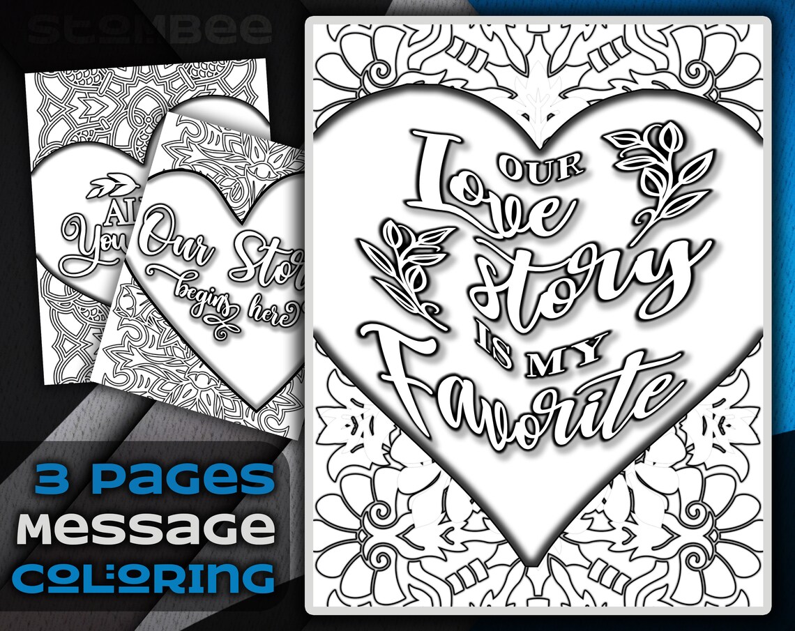 Adult Coloring Pages With Love Messages Great for Your Loved - Etsy