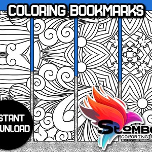 Printable Coloring Bookmarks Template PDF and JPG, 40 Bookmarks to ...