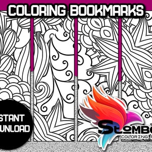 Printable Coloring Bookmarks Template PDF and JPG, 40 Bookmarks to ...