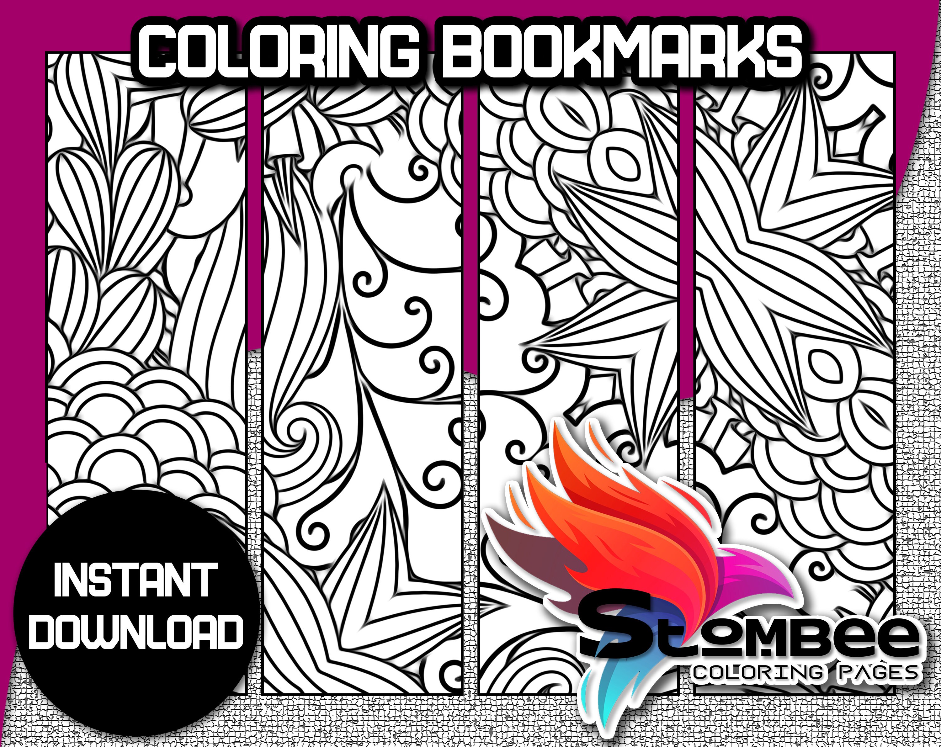 Printable Coloring Bookmarks Template PDF and JPG 40 - Etsy Canada