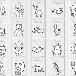 100 Printable Animals Coloring Pages for Kids, Handwriting Practice ...