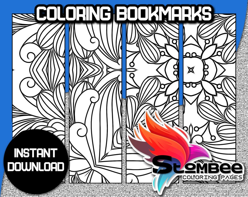 Printable Coloring Bookmarks Template PDF and JPG, 40 Bookmarks to ...
