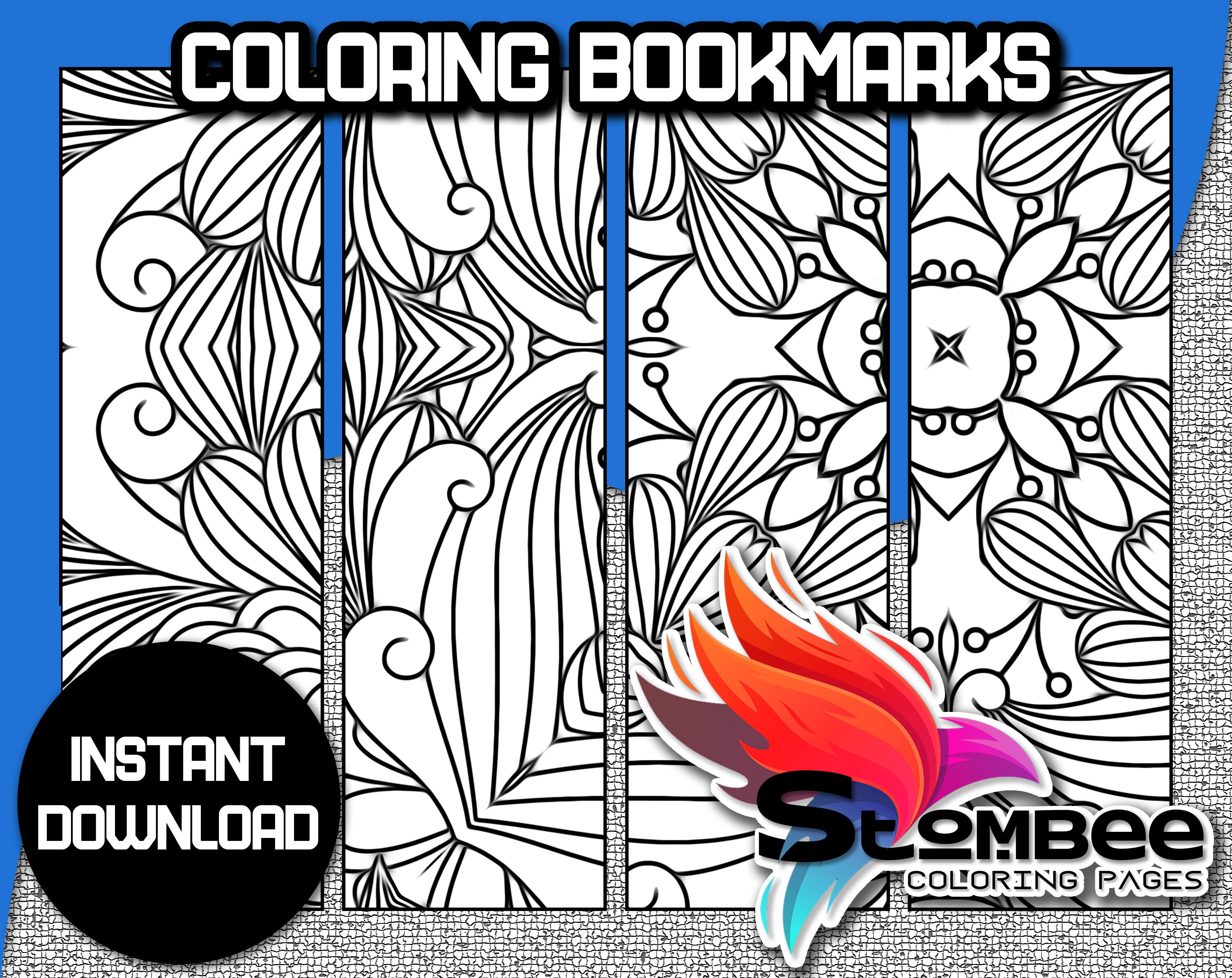 Printable Coloring Bookmarks Template PDF and JPG, 40 Bookmarks to ...