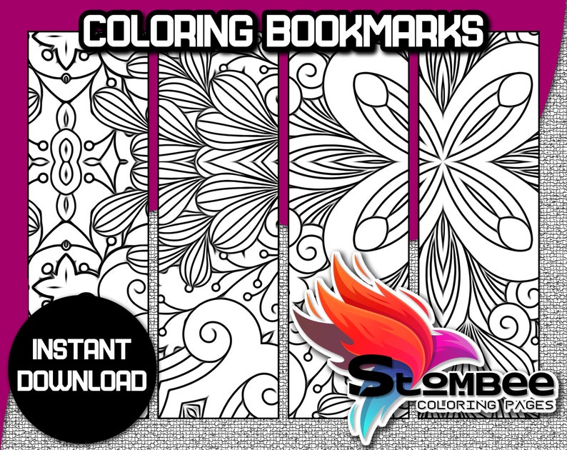 Printable Coloring Bookmarks Template PDF and JPG 40 - Etsy Canada