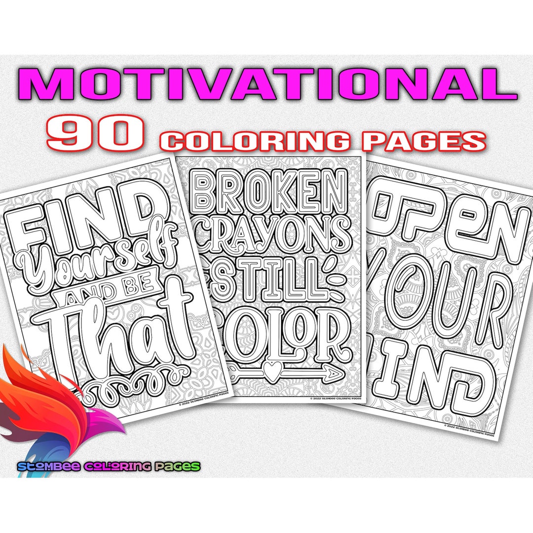 90 Motivational Quotes Coloring Pages for Adults (PDF) - Etsy