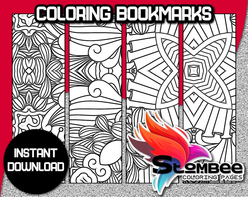 Printable Coloring Bookmarks Template PDF and JPG 40 - Etsy