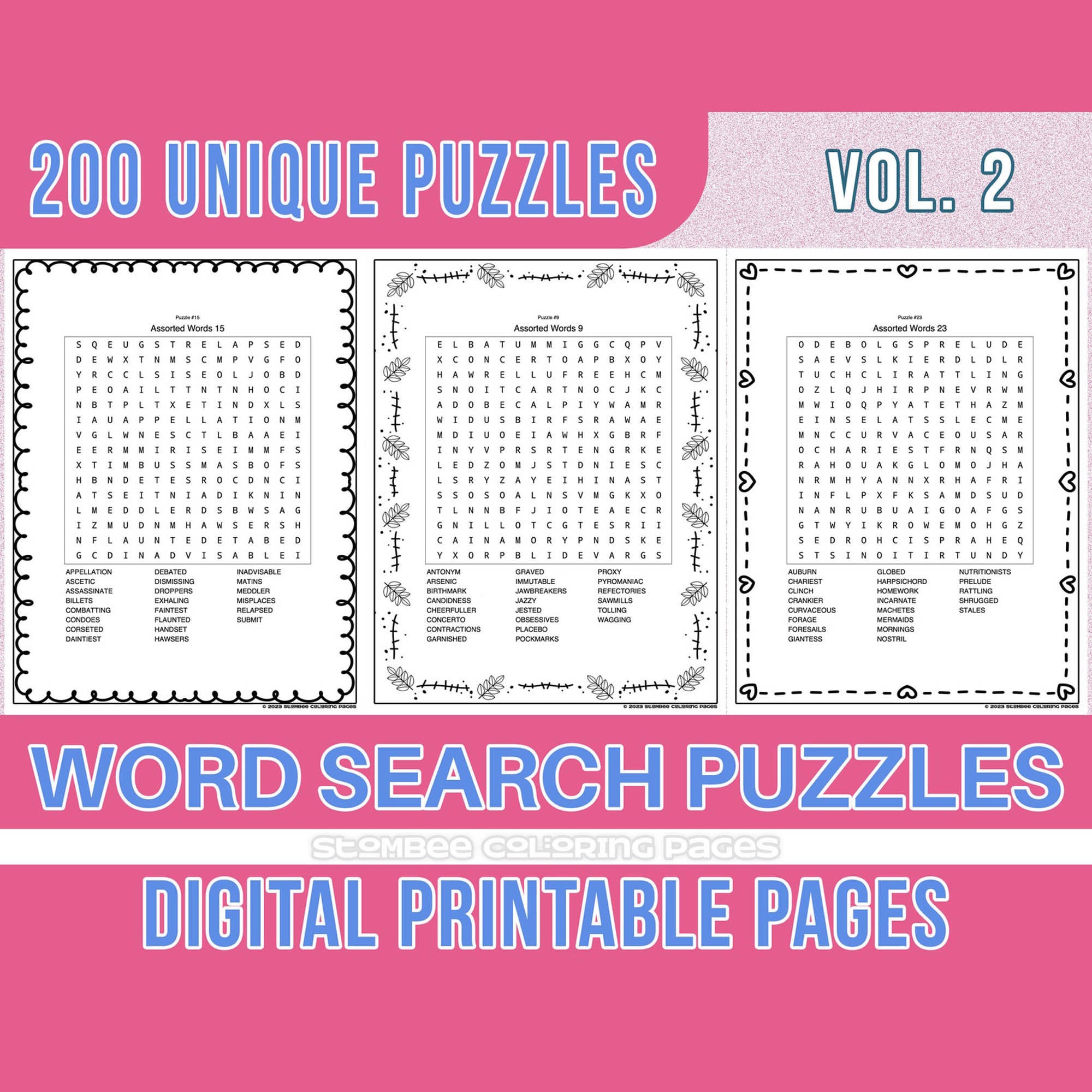 200 Word Search Printable Puzzle Instant Download,printable Puzzle ...