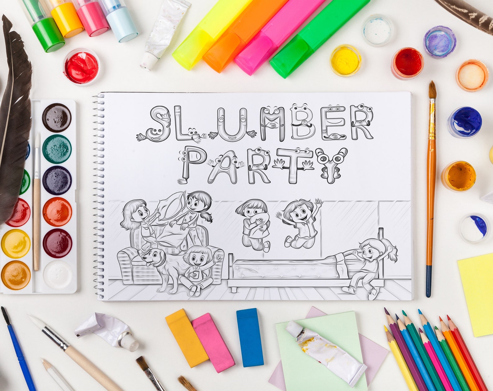 Slumber Party Printable Adult Coloring Page From Stombee coloring Book ...