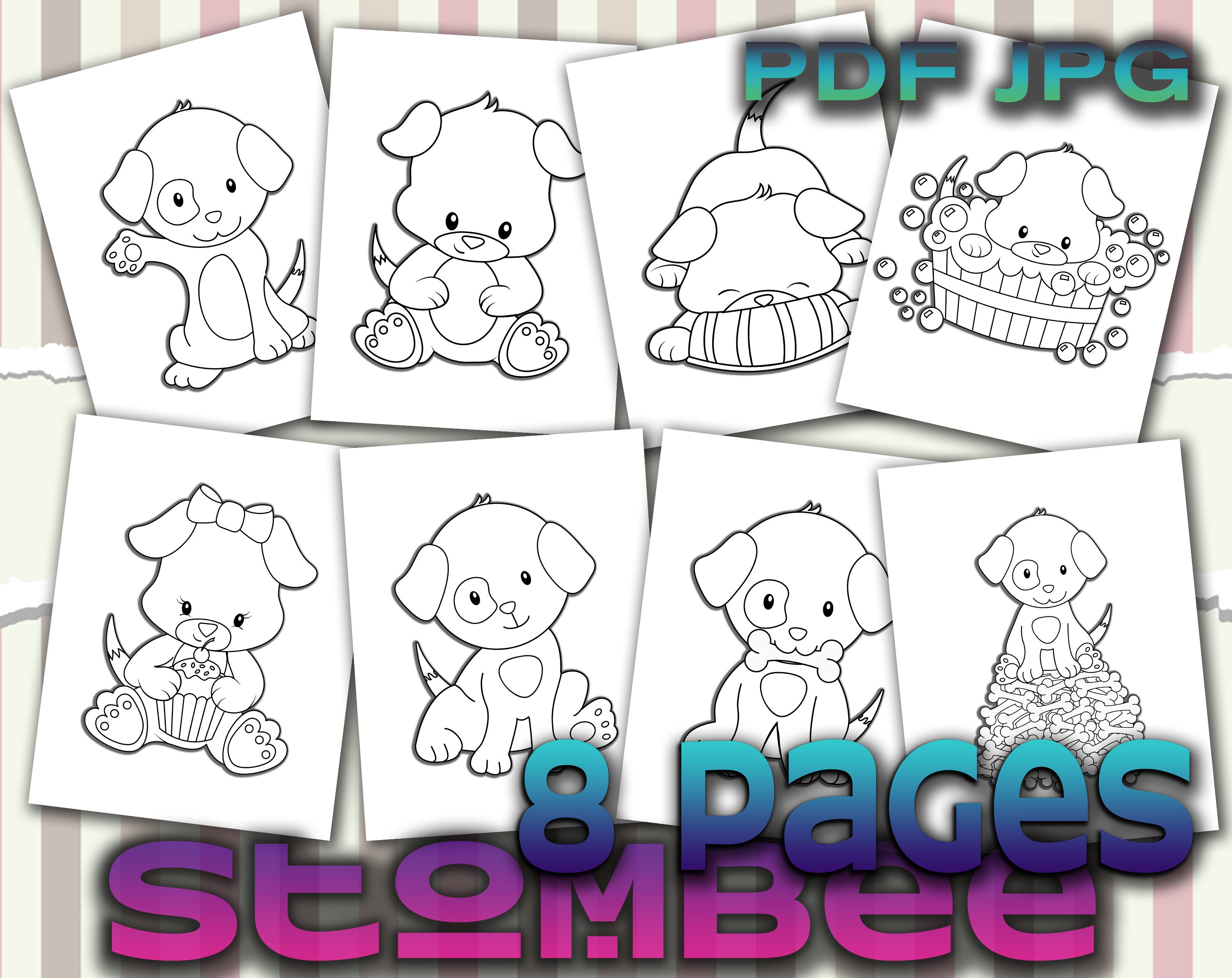 Cute Puppy Kids Coloring Pages Great for Toddlers and Older Kids - Etsy