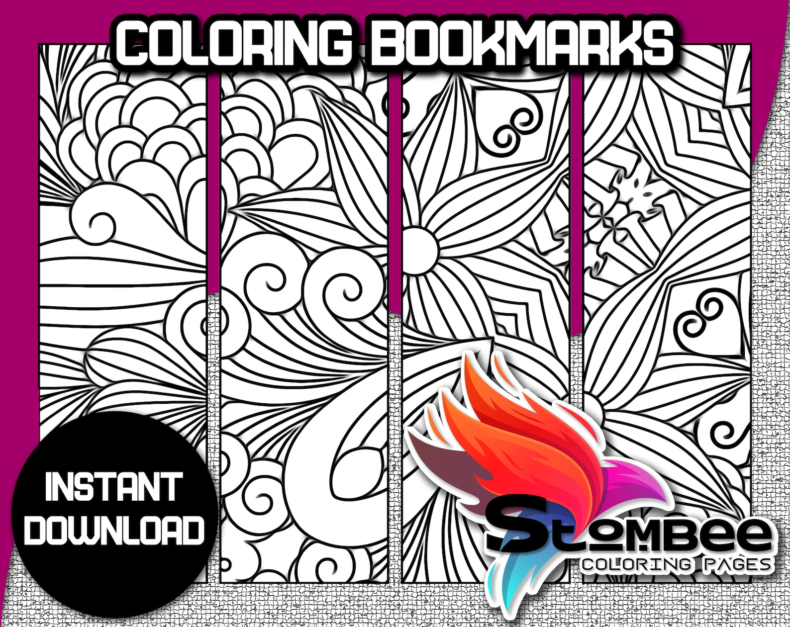 Printable Coloring Bookmarks Template PDF and JPG 40 - Etsy Canada