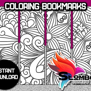 Printable Coloring Bookmarks Template PDF and JPG, 40 Bookmarks to ...