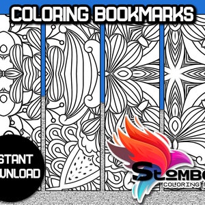 Printable Coloring Bookmarks Template PDF and JPG, 40 Bookmarks to ...