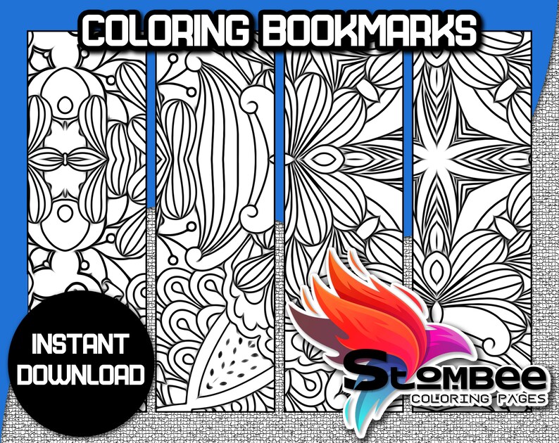 Printable Coloring Bookmarks Template PDF and JPG, 40 Bookmarks to ...
