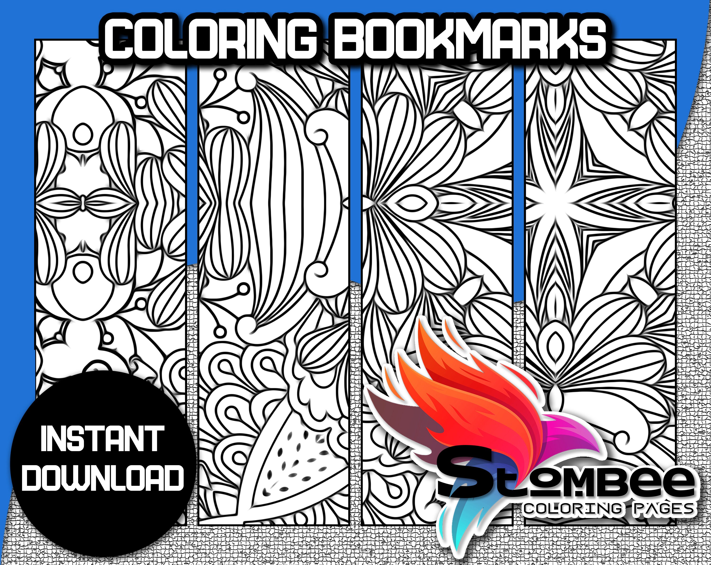 Printable Coloring Bookmarks Template PDF and JPG, 40 Bookmarks to ...