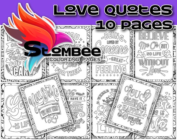 Love Quotes Coloring Book PDF for Adult Adult Coloring Pages | Etsy