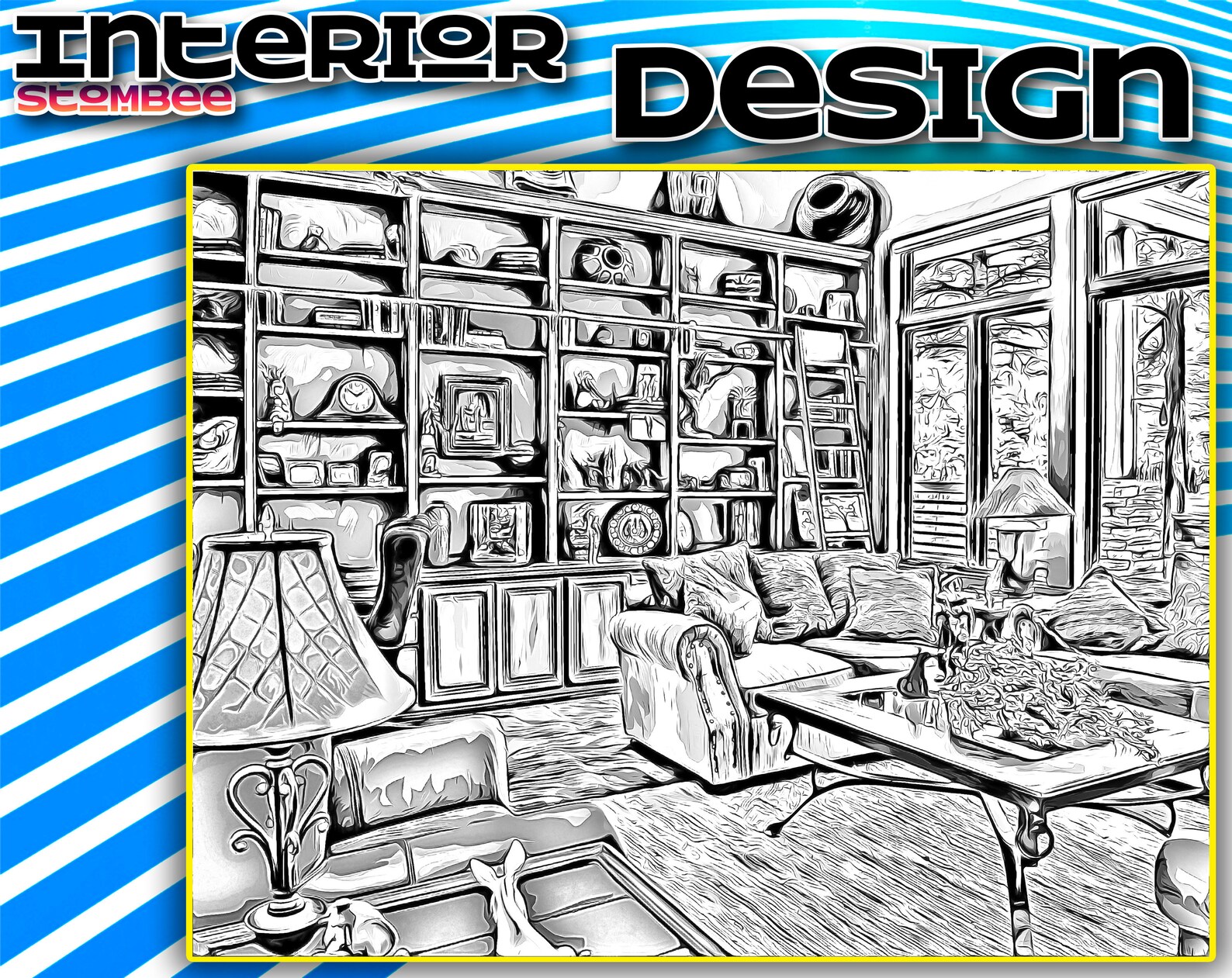 10 Interior Design Coloring Book Adult Coloring Pages | Etsy