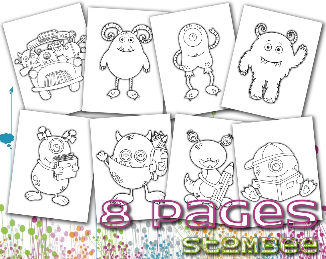 Cute Monsters Coloring Book Kid Coloring Pages Adult | Etsy