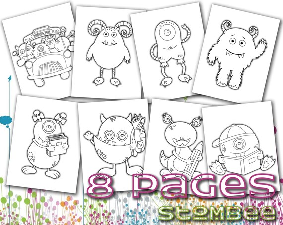 Cute Monsters Coloring Book Kid Coloring Pages Adult | Etsy