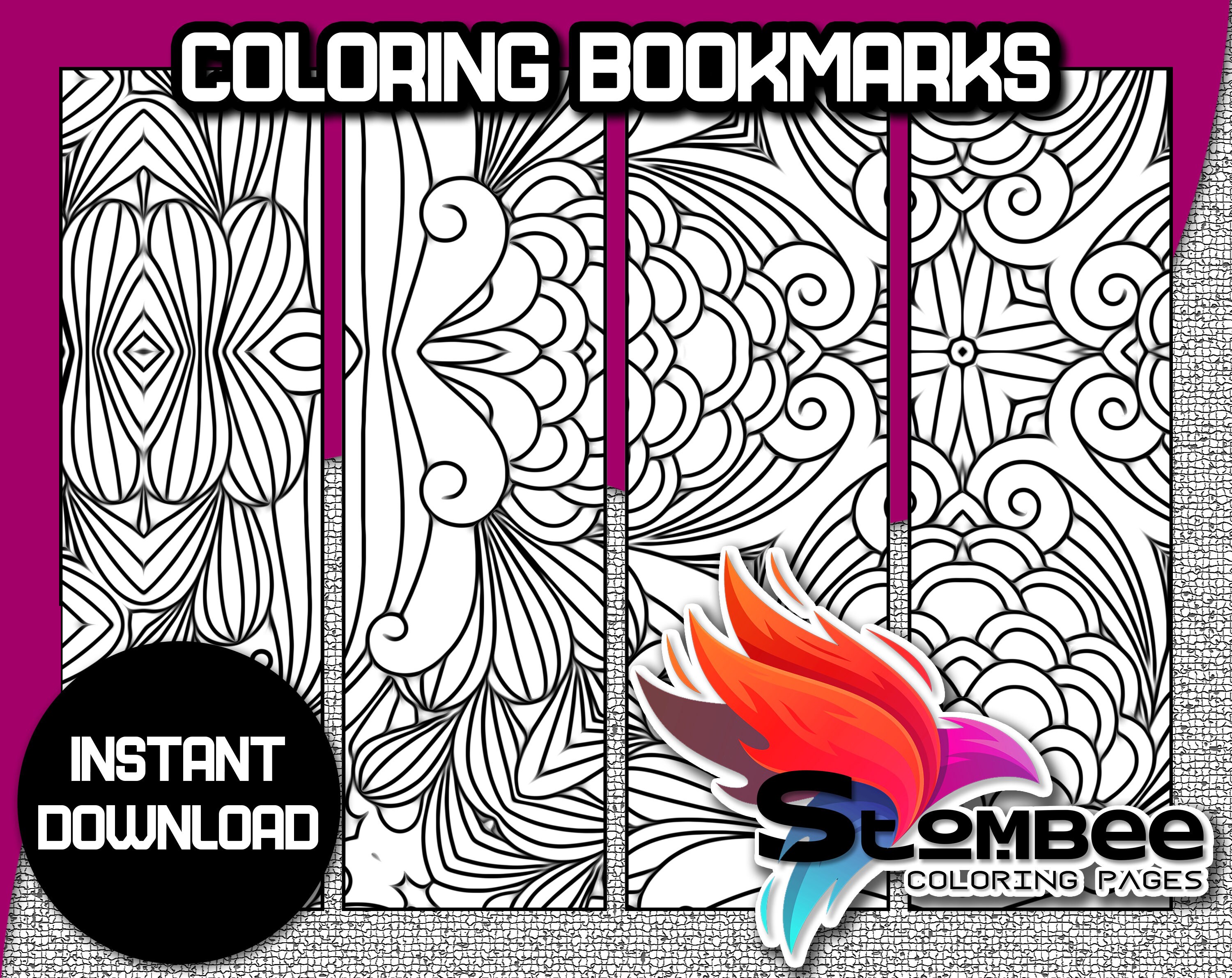 Printable Coloring Bookmarks Template PDF and JPG 40 - Etsy Canada