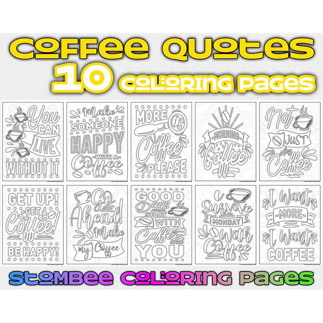 Coffee Quotes Adult Coloring Book, Adult Coloring Pages, Printable ...