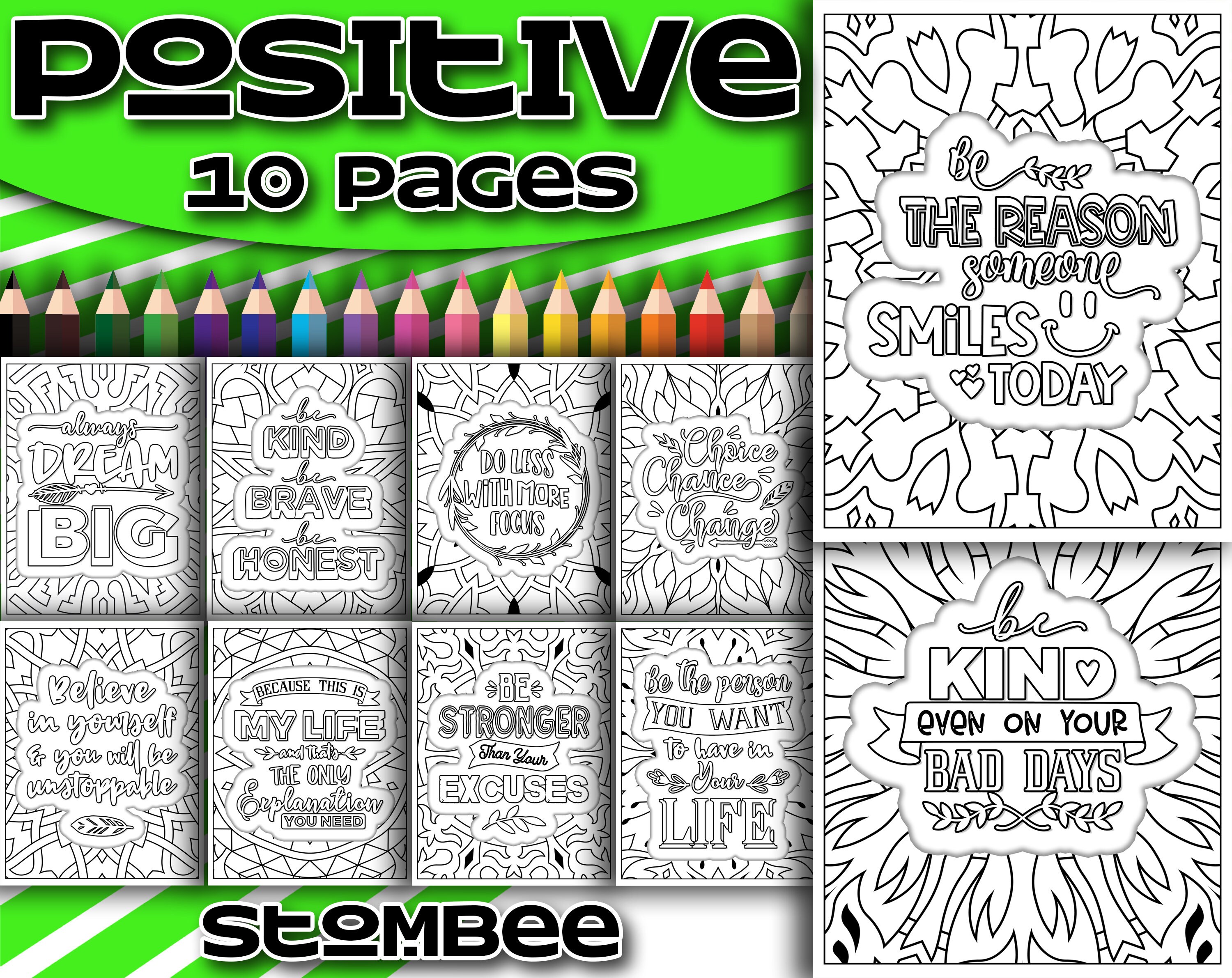 Coloring Book PDF Positive Affirmation Coloring Pages Printable Adult ...