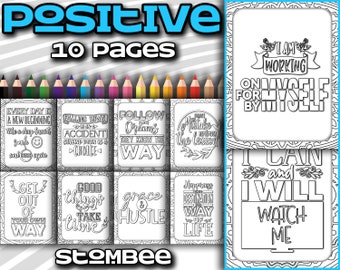 7 Positivity Coloring Sheets Motivational Quotes for Self - Etsy