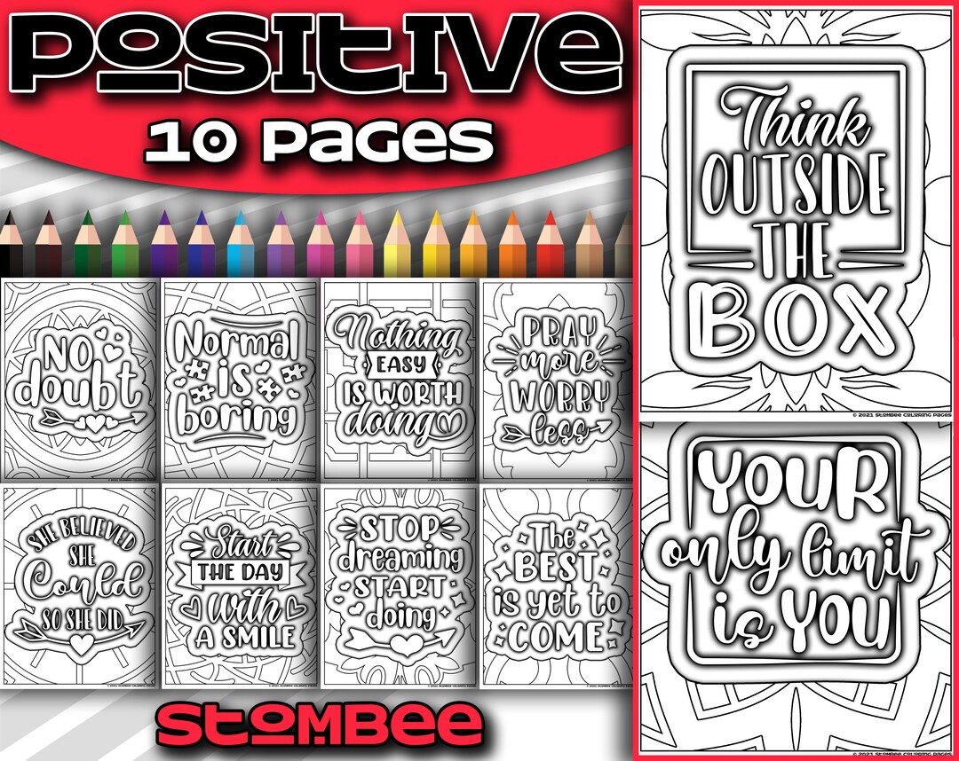 Coloring Book PDF Positive Affirmation Coloring Pages Printable Adult ...
