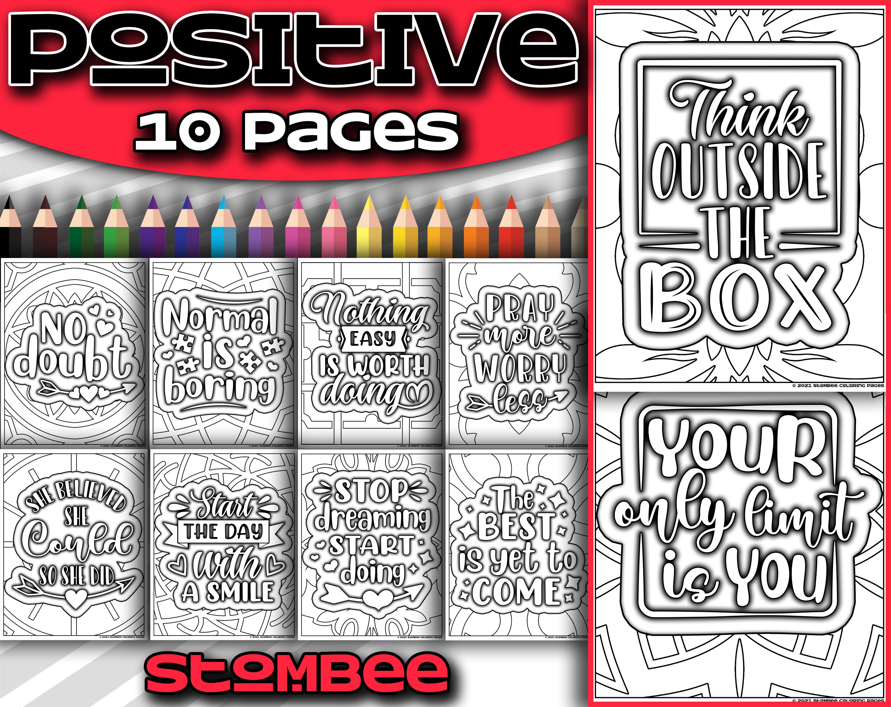 Coloring Book PDF Positive Affirmation Coloring Pages - Etsy
