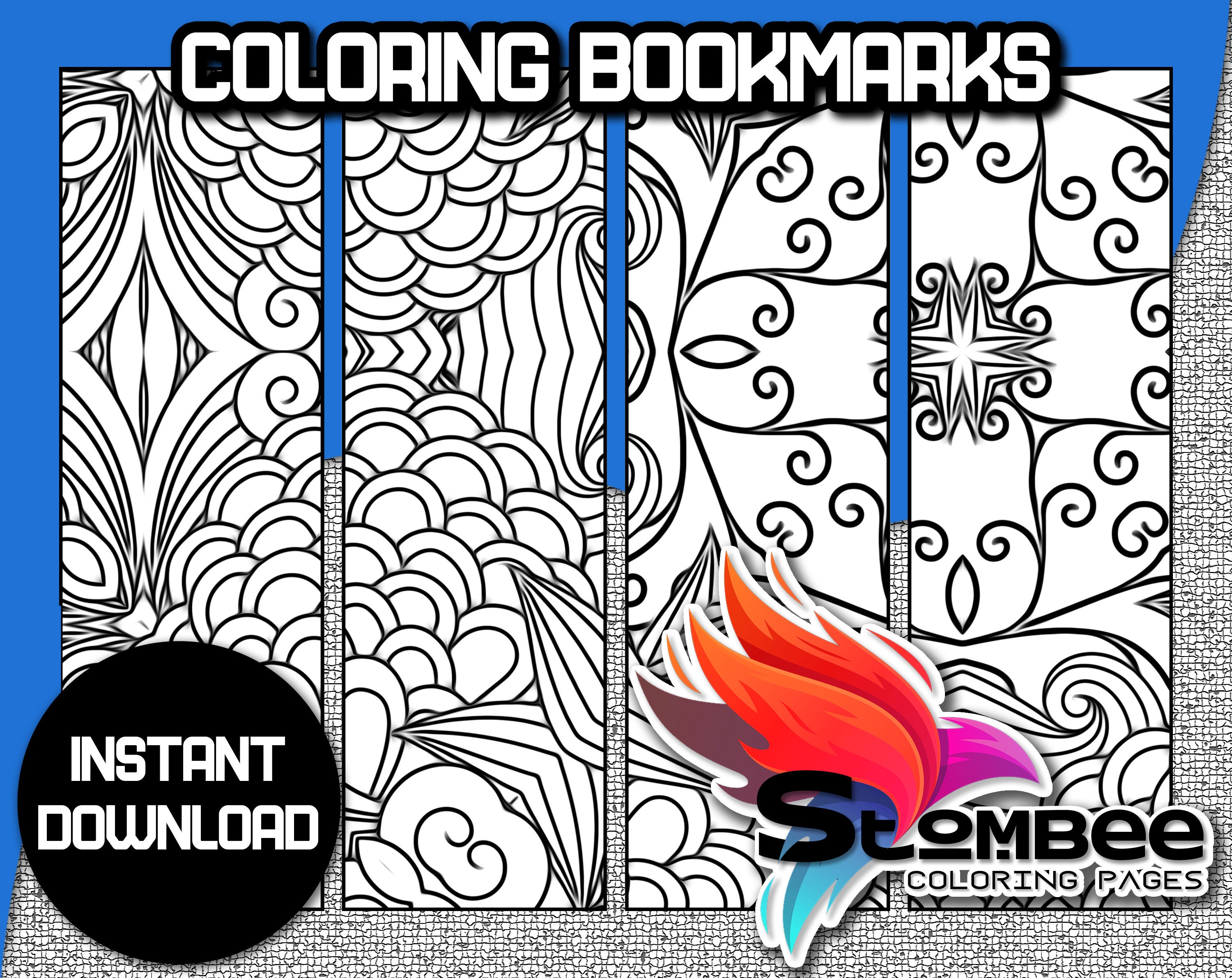 Printable Coloring Bookmarks Template PDF and JPG, 40 Bookmarks to ...