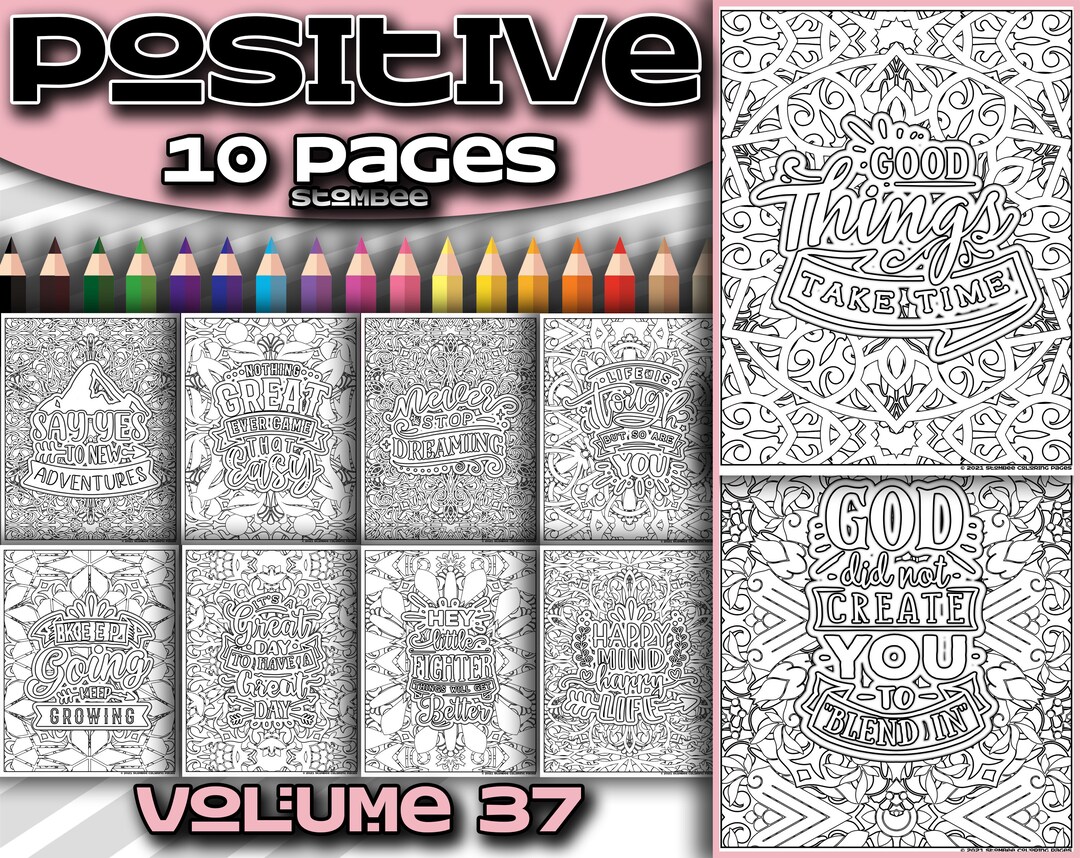 Coloring Book PDF Positive Affirmation Coloring Pages Printable Adult ...