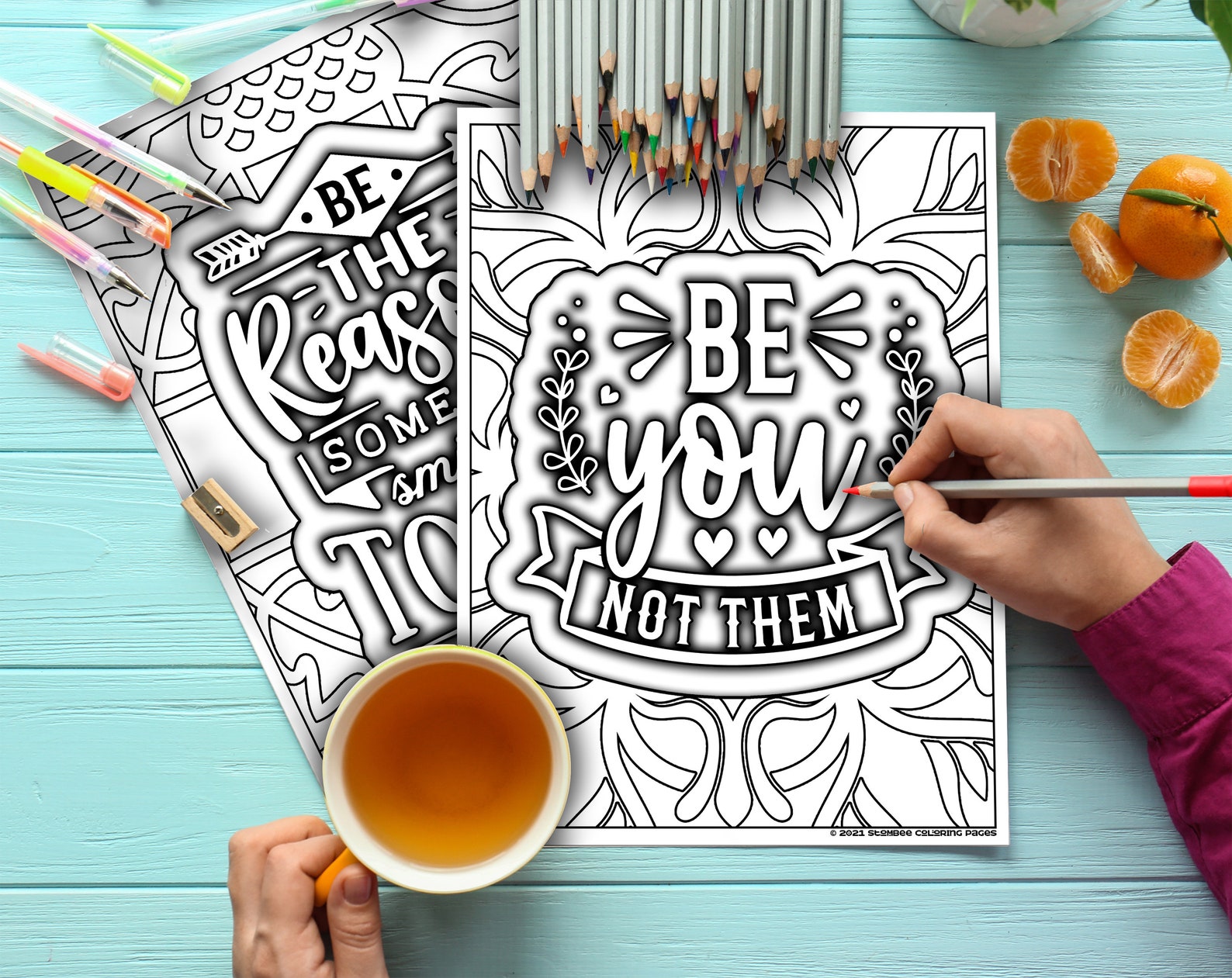 Coloring Book PDF Positive Affirmation Coloring Pages | Etsy