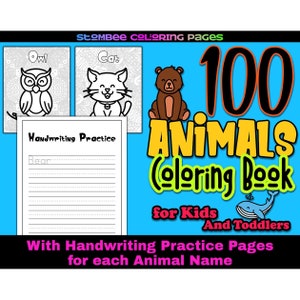 100 Printable Animals Coloring Pages for Kids, Handwriting Practice ...
