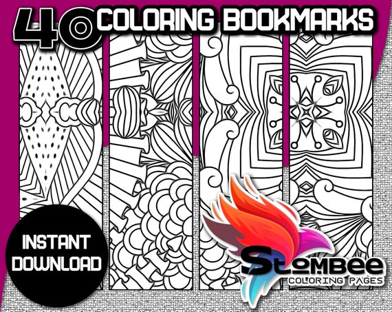 Printable Coloring Bookmarks Template PDF and JPG 40 - Etsy