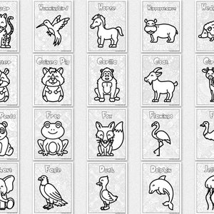 100 Printable Animals Coloring Pages for Kids, Handwriting Practice ...