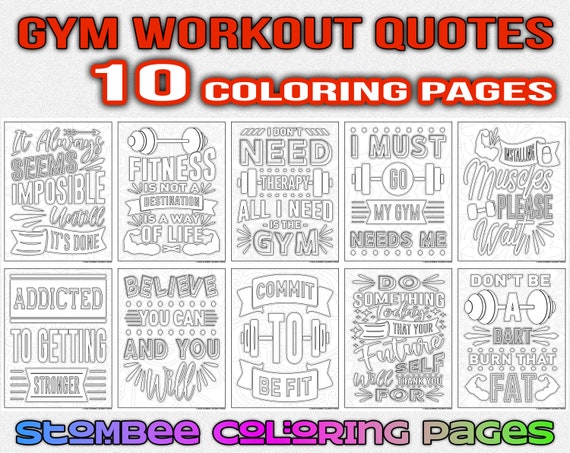 GYM Workout Quotes Adult Coloring Book Adult Coloring Pages - Etsy