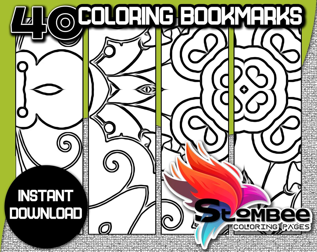 Printable Coloring Bookmarks Template PDF and JPG, 40 Bookmarks to ...
