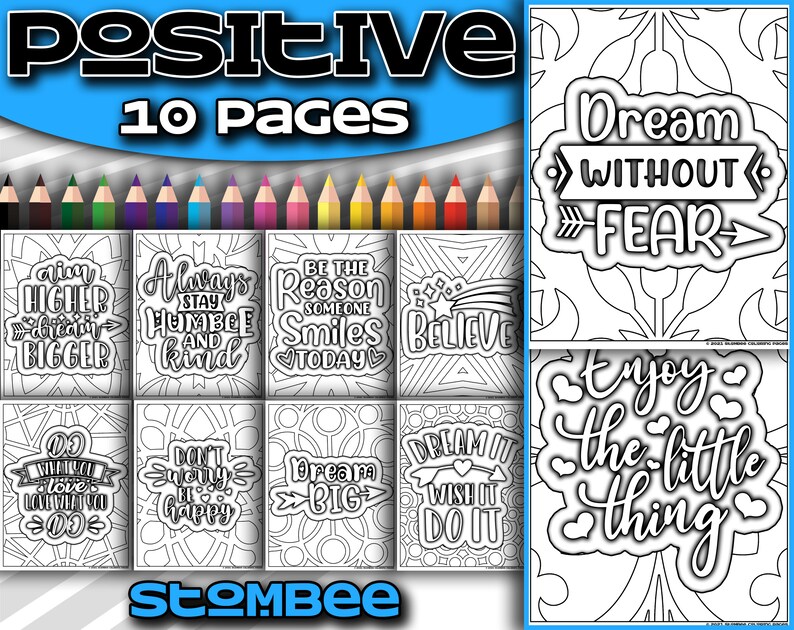 Coloring Book PDF Positive Affirmation Coloring Pages Printable Adult ...