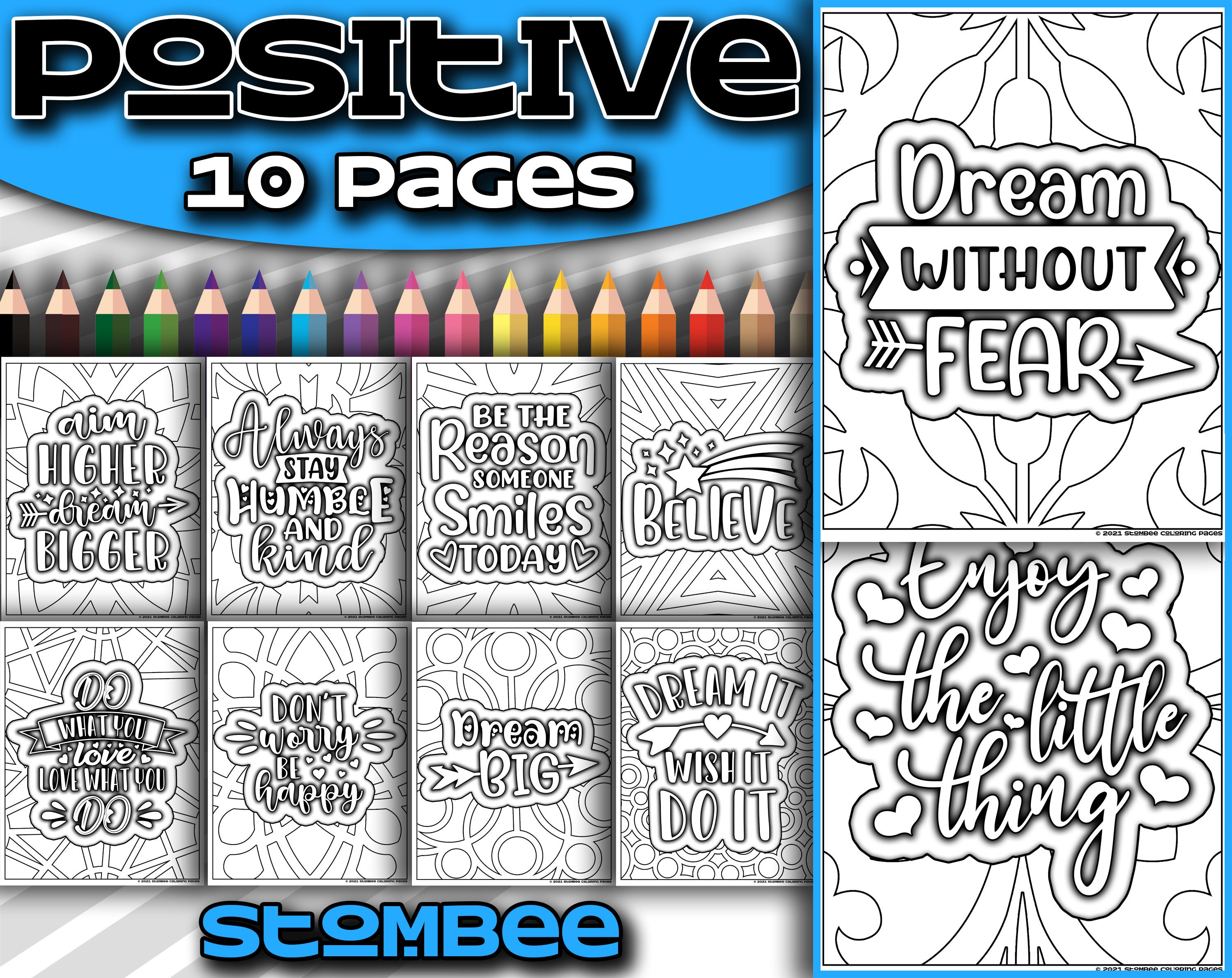 Coloring Book PDF Positive Affirmation Coloring Pages Printable Adult ...