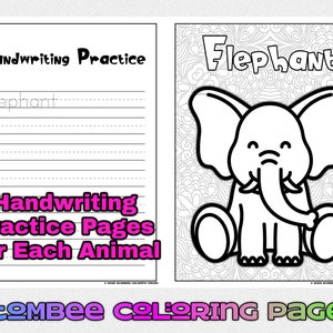 100 Printable Animals Coloring Pages for Kids, Handwriting Practice ...