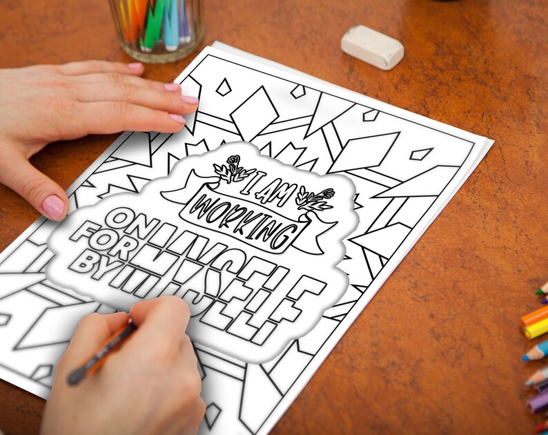 Coloring Book PDF Positive Affirmation Coloring Pages | Etsy