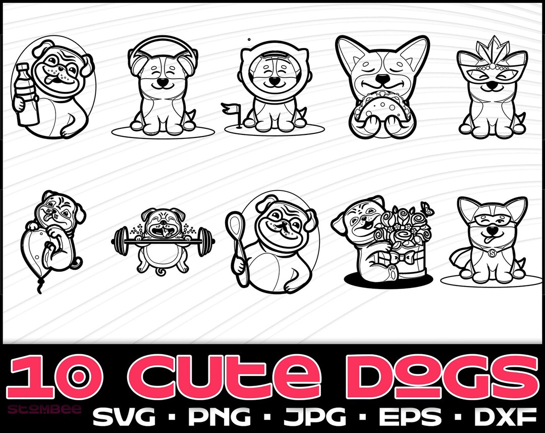Funny Cute Dogs SVG Files Bundle for Cricut & Silhouette - Etsy