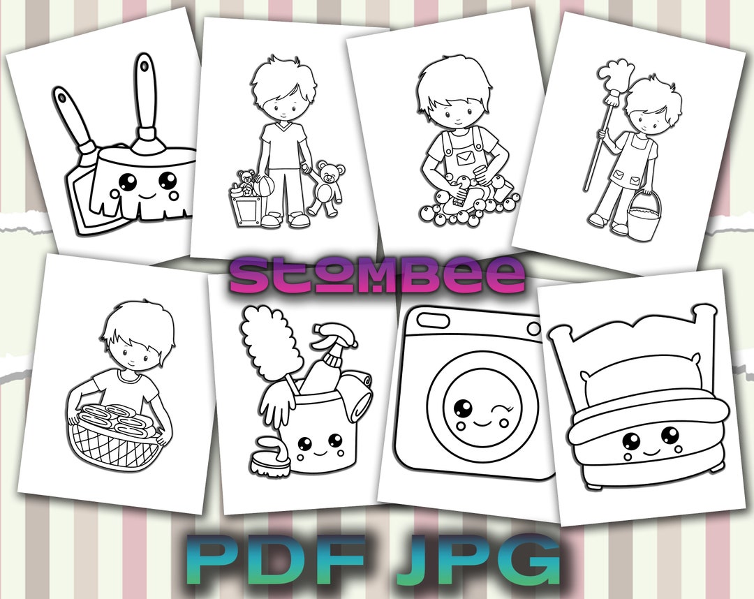 Chores Boy Kids Coloring Pages Great for Toddlers and Older Kids - Etsy