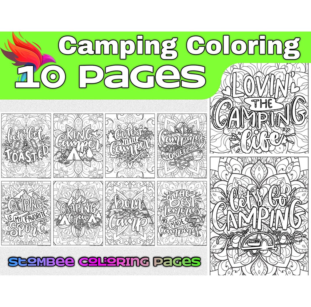 Camping Outdoors Quotes Adult Coloring Pages Printable, Coloring Pages ...