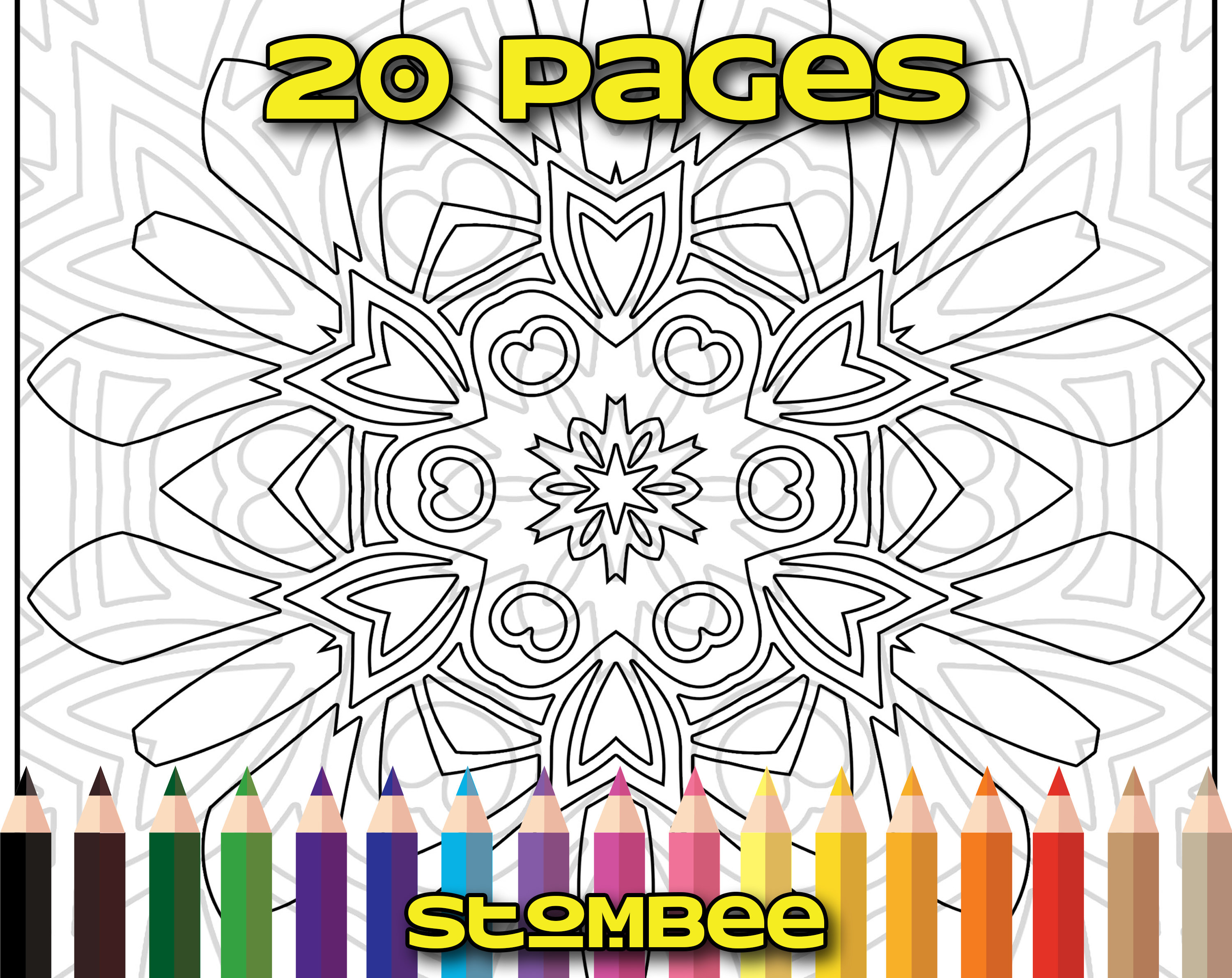 20 Printable Coloring Book PDF, Mandala Patterns Adult Coloring Pages ...