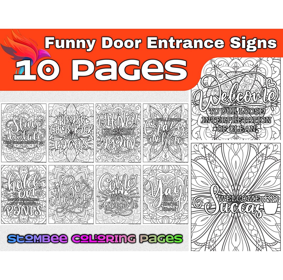 Funny Door Sign Quotes Adult Coloring Pages Printable, Coloring Pages ...