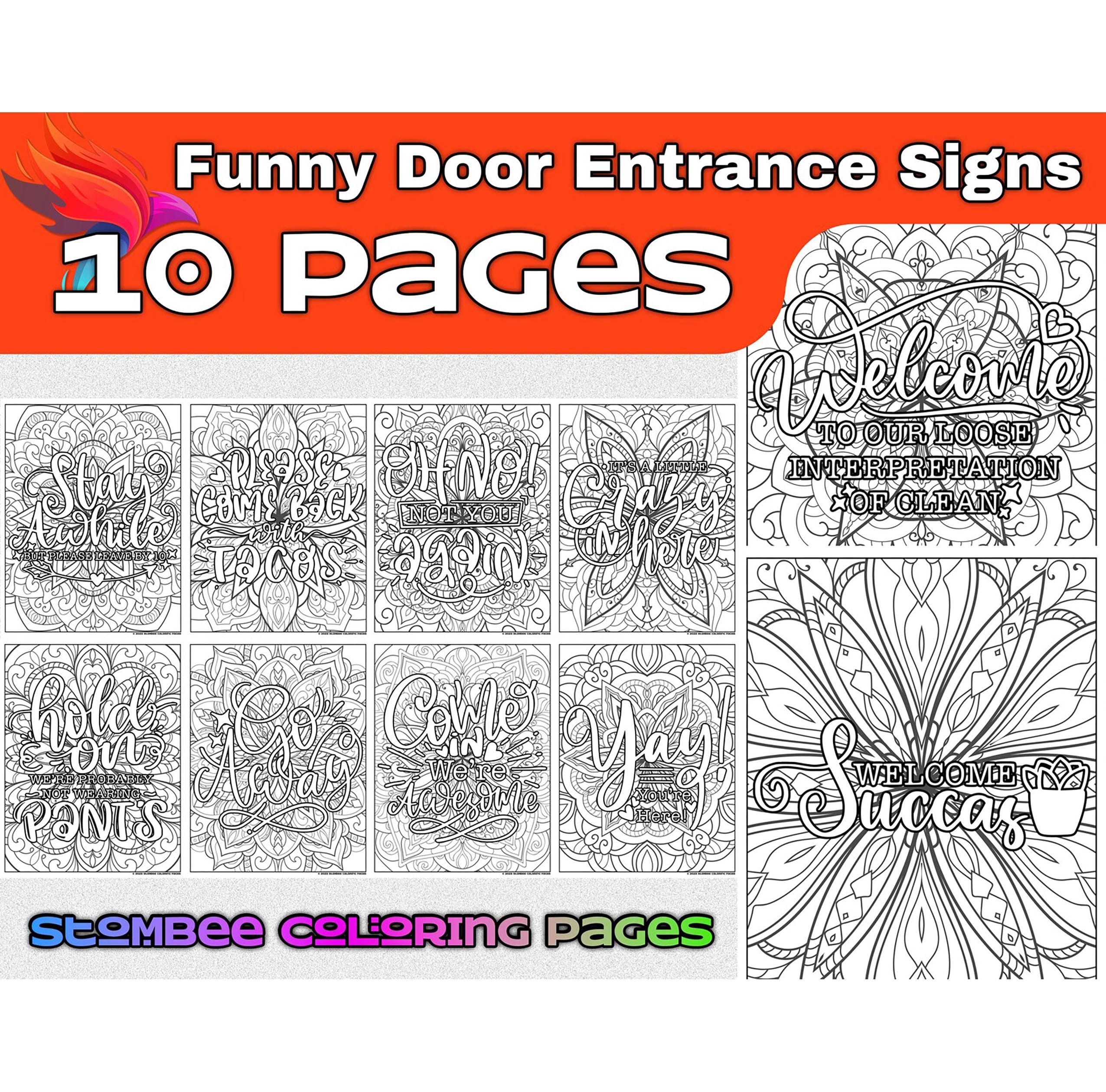 Funny Door Sign Quotes Adult Coloring Pages Printable, Coloring Pages ...