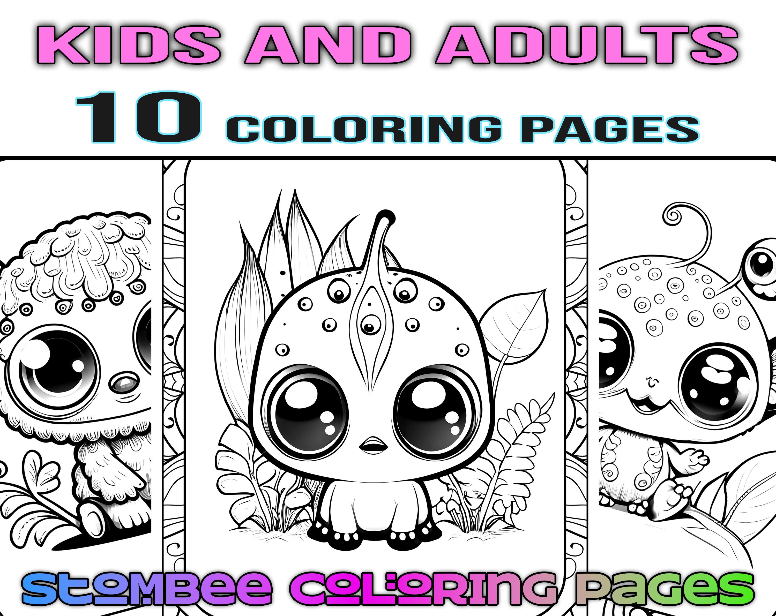 10 Kawaii Creatures Kids And Adult Coloring Pages Coloring Activity 10 Kawaii Creatures Kids And Adult Coloring Pages Coloring Activity